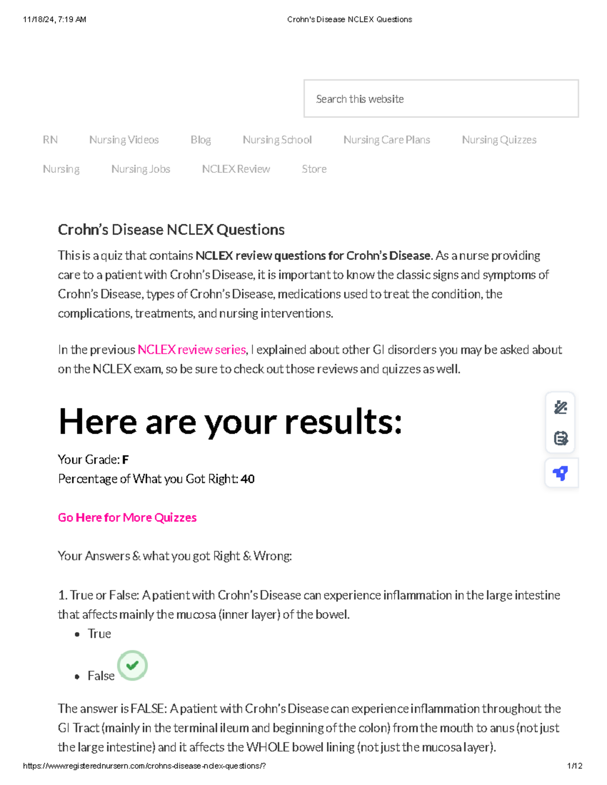 Crohn’s Disease 1 Nclex Questions - Search this website Crohn’s Disease ...