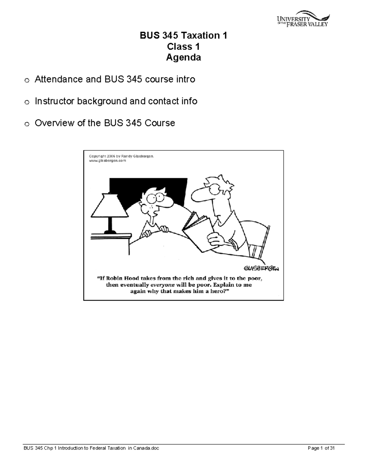 BUS 345 Chp 1 Introduction to Federal Taxation in Canada - BUS 345 ...