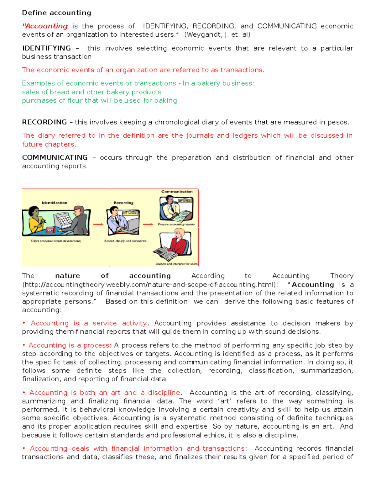 Intro TO Accounting for students - Define accounting “Accounting is the ...