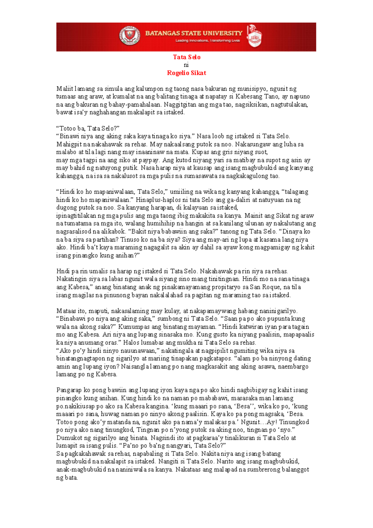 Tata-Selo-1 - hhbnnnnjjn - Tata Selo ni Rogelio Sikat Maliit lamang sa ...