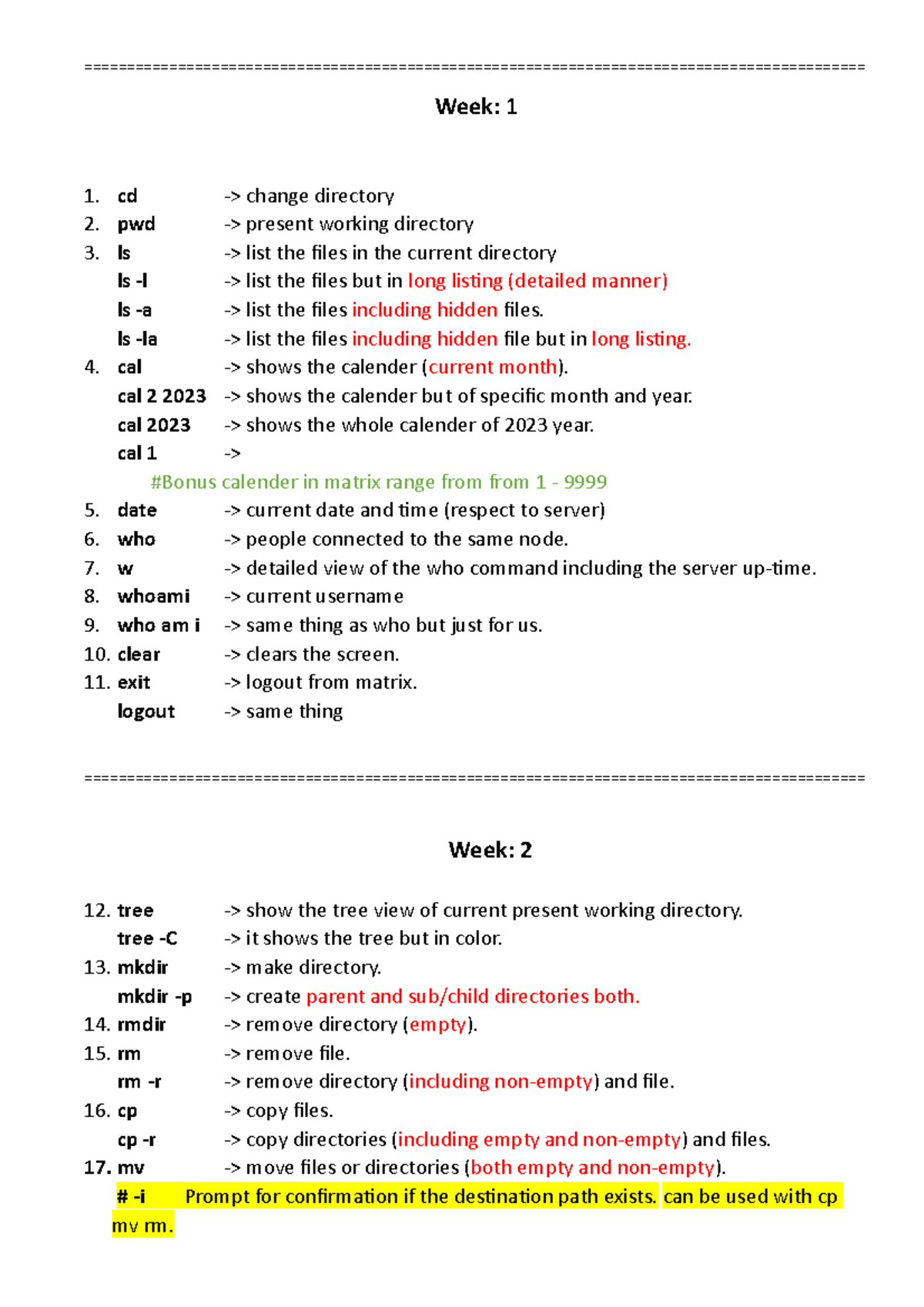 ULI week1 Note commands - - Studocu