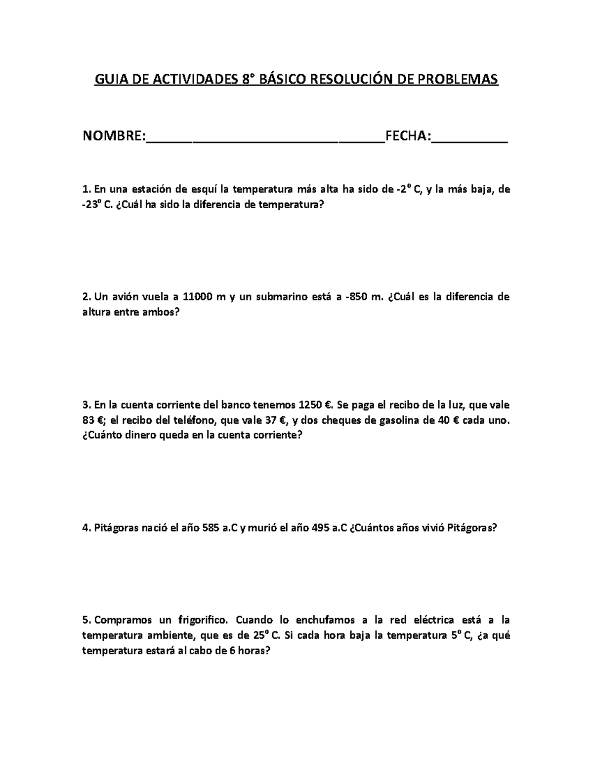 Clase 8 Resoluciones DE Problemas - GUIA DE ACTIVIDADES 8° BÁSICO ...