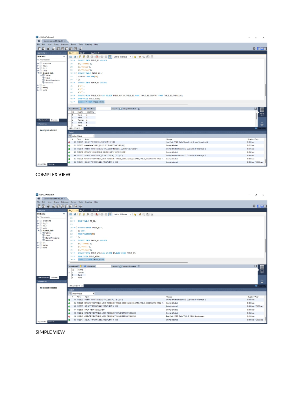 DBMS Lab Practical File - MySQL Workbench Local instance MySQL80 File Edit View Query Database ...