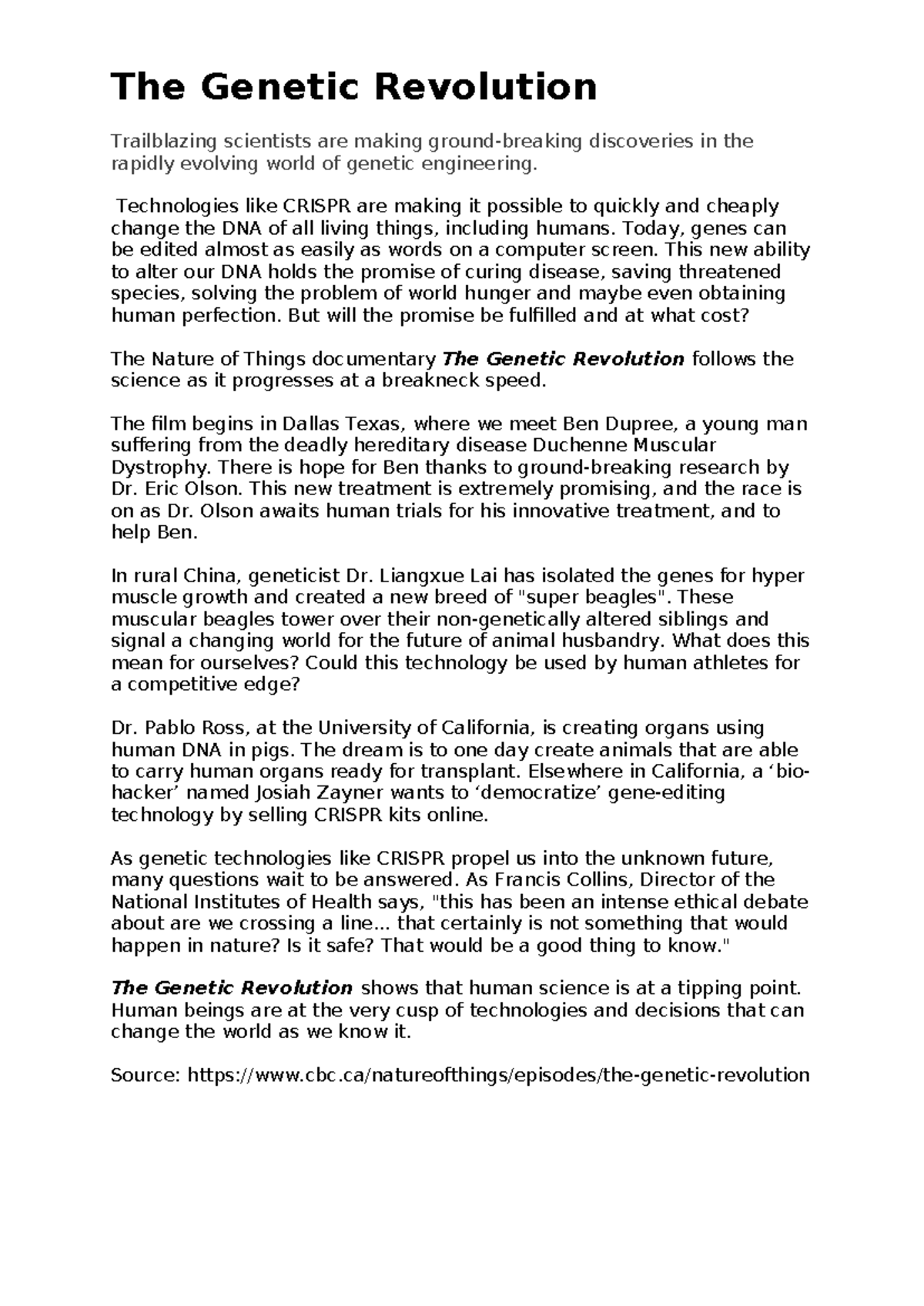 The Genetic Revolution - The Genetic Revolution Trailblazing scientists ...