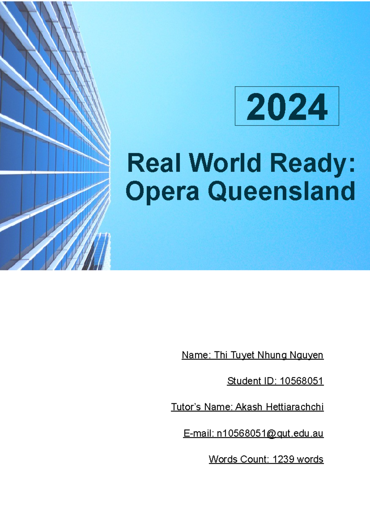 assignemnt 1 - BSB399 - Opepra 2023 - 2024 Name: Thi Tuyet Nhung Nguyen Student ID: 10568051 ...