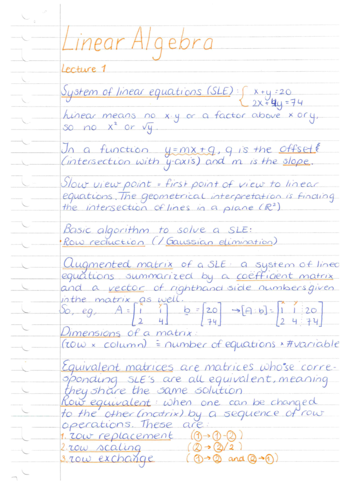 Linear Algebra Summary - x and m using i w of way ,, _ ancm on I45: n g ...