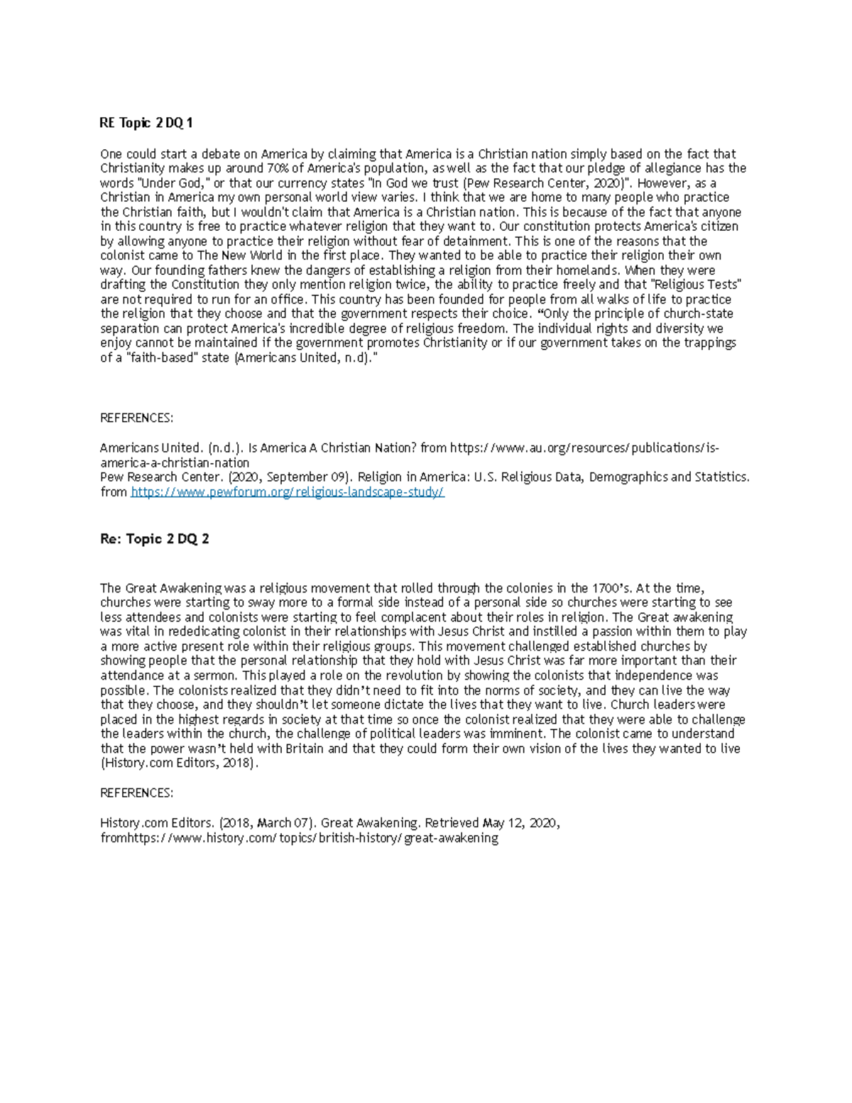 Topic 2 DQs - 5/5 - HIS-144 - GCU - StuDocu