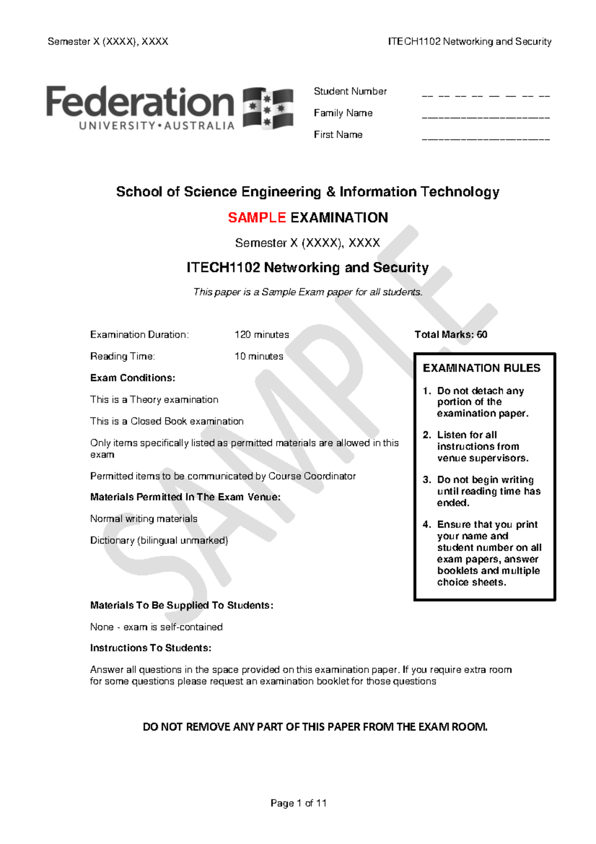 Sample/practice exam - Warning: TT: undefined function: 32 School of Science Engineering & - Studocu