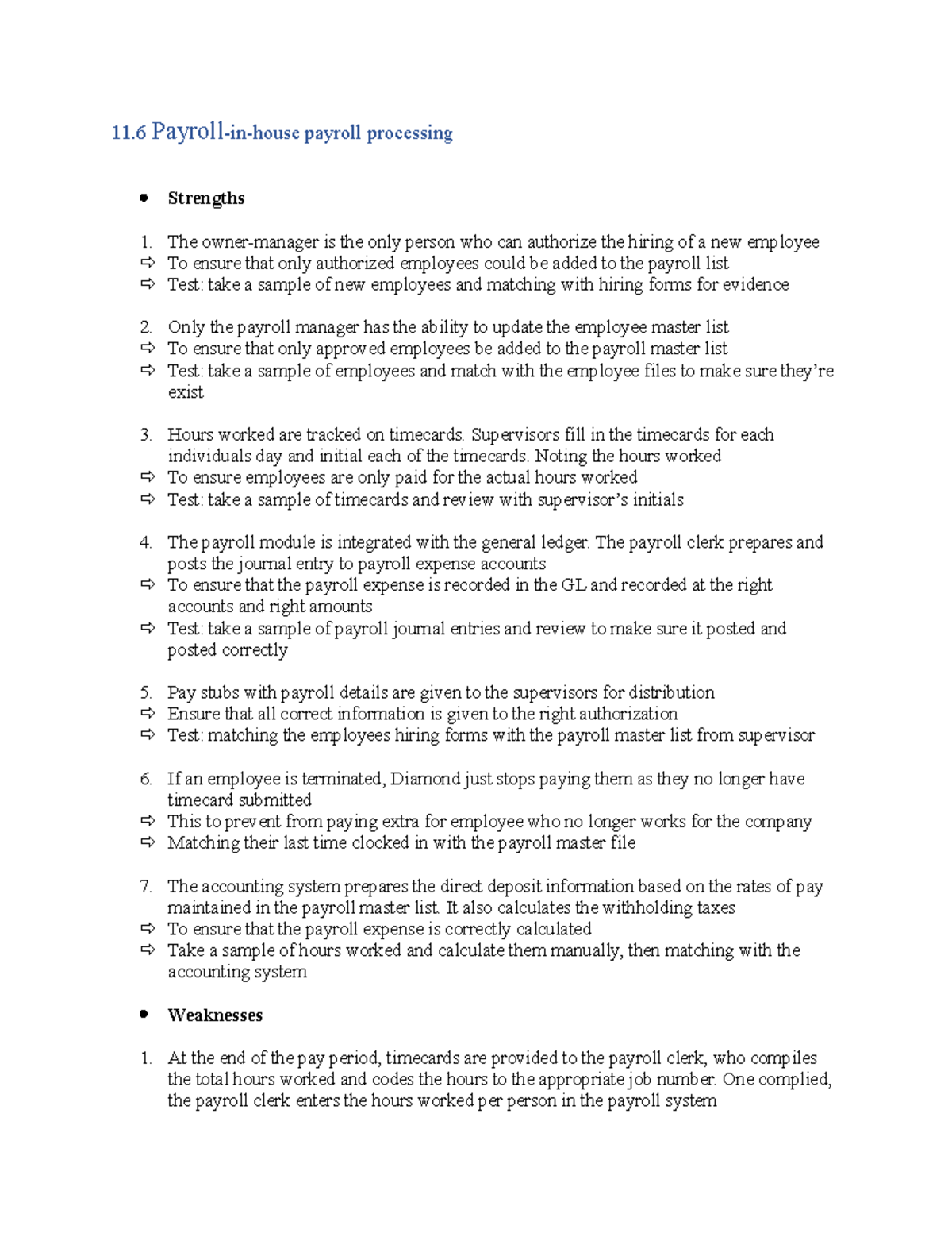 Assignment 7 week 10 - Payroll and payables all needed informations - 11 Payroll-in-house ...