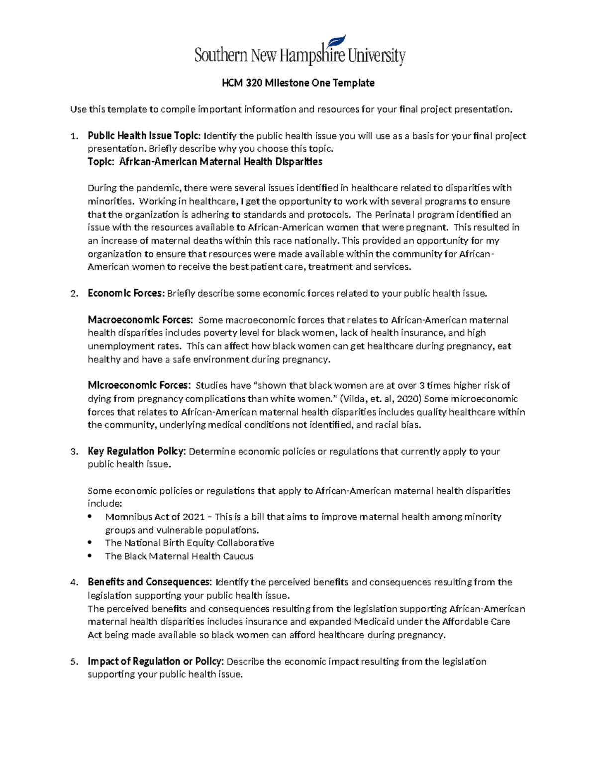 2-3 Final Project Milestone One Topic Selection - L. Hackett - HCM 320 Milestone One Template ...