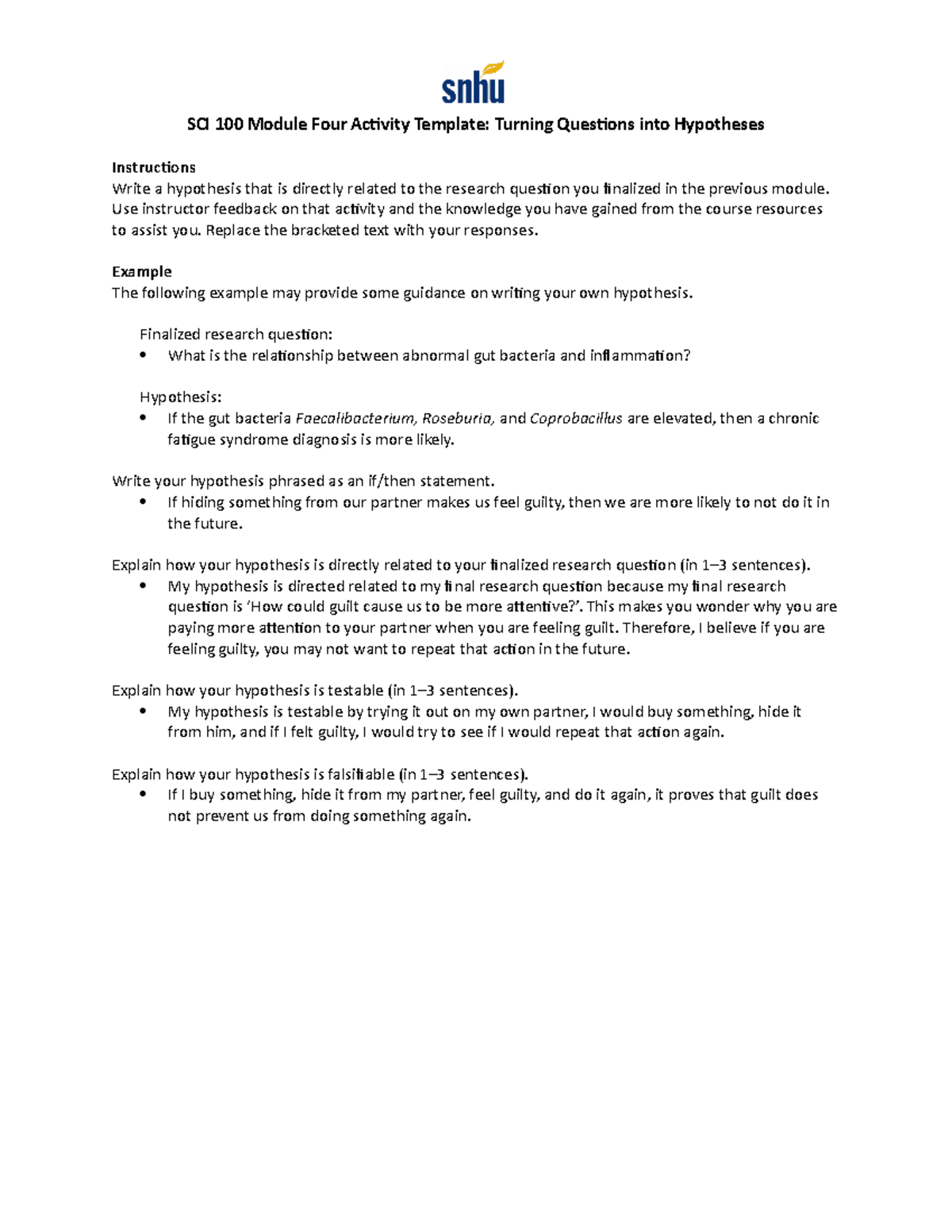 SCI 100 Module Four Activity. Casey Bellis - SCI 100 Module Four ...