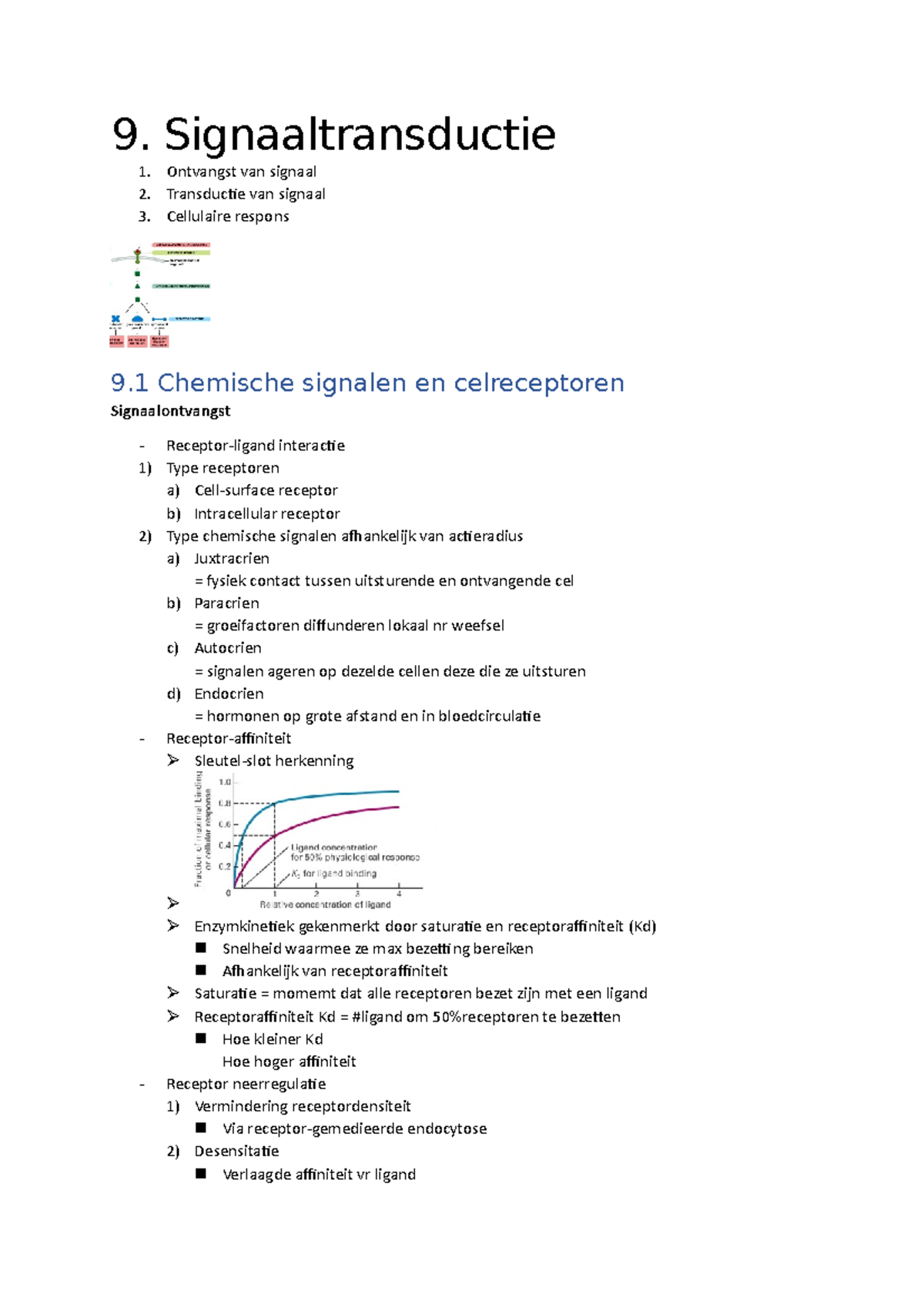H9 cellen signaaltransductie - 9. Signaaltransductie Ontvangst van ...