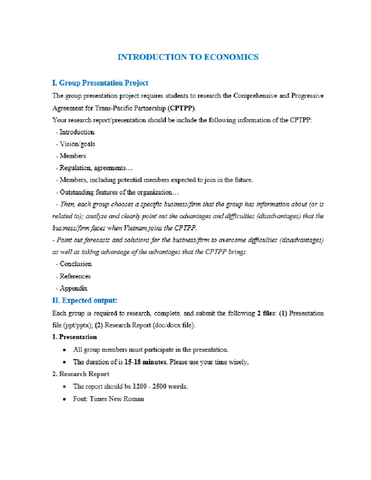 Introduction Economics - Group Work - 2024 - INTRODUCTION TO ECONOMICS ...