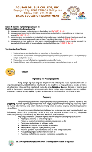 Quarter 2- Lesson 1 - Edukasyon sa Pagpapakatao Learning module ...