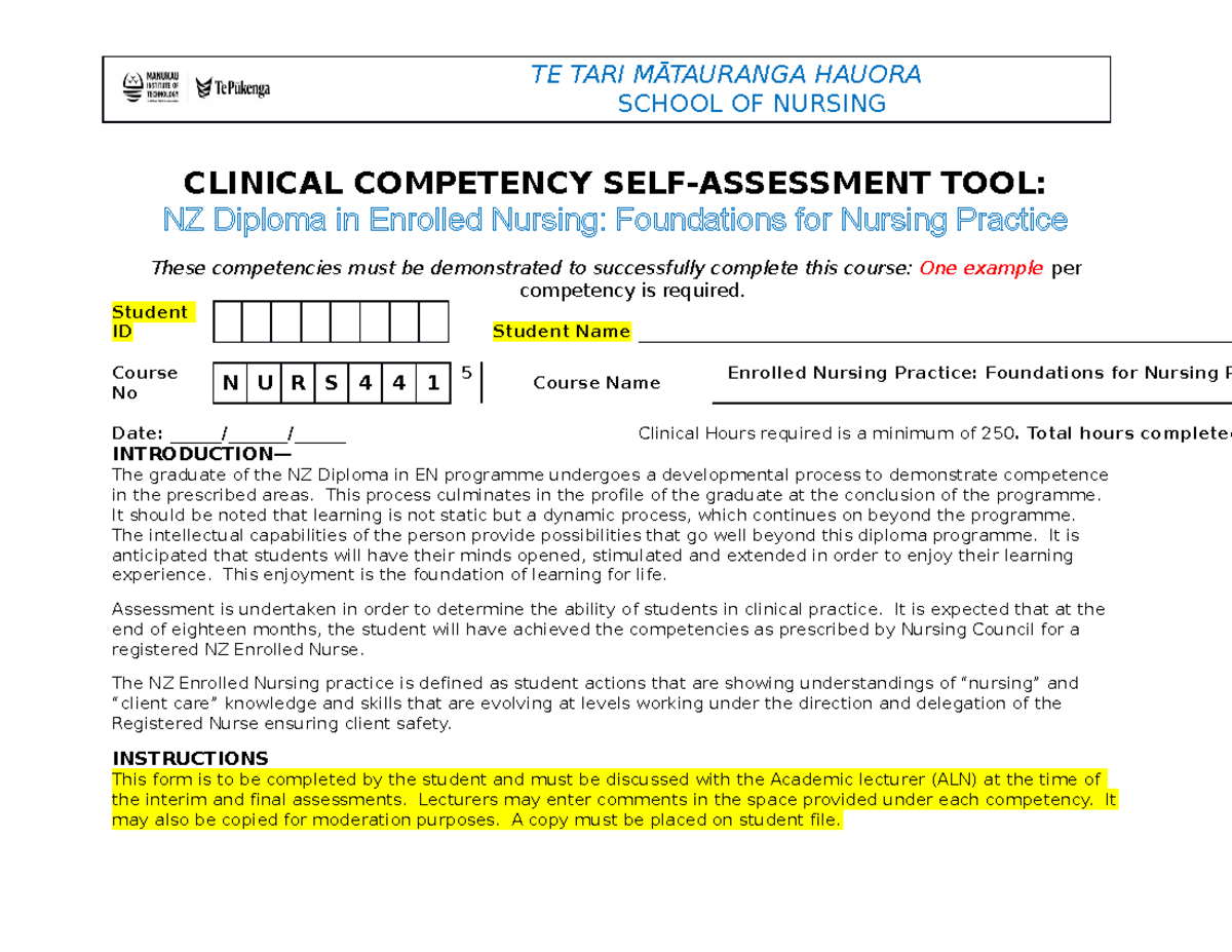 DEN2 Foundations Clinical Competency Tool - TE TARI MĀTAURANGA HAUORA ...
