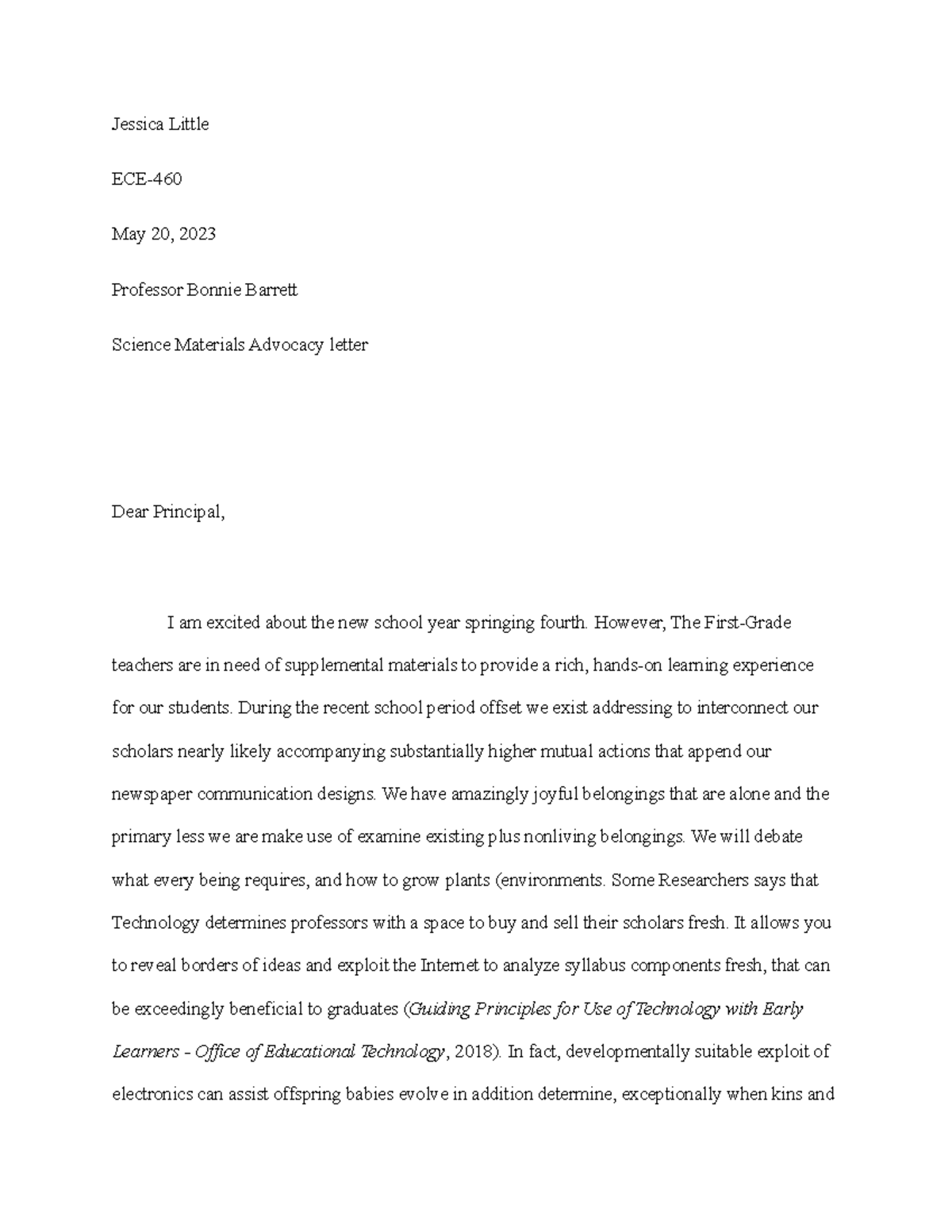 Science letter - ECE 460 - GCU - Studocu