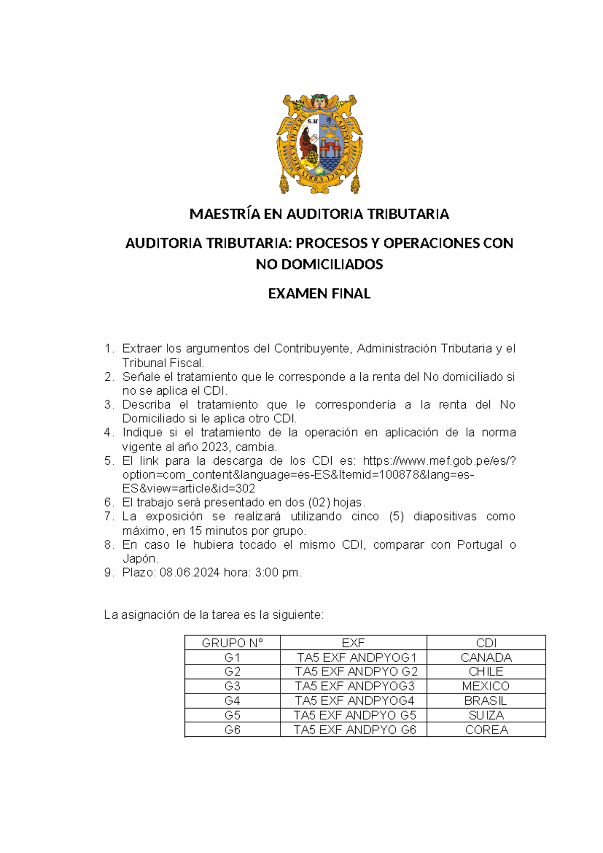 TA5 EXF Aopnd 2024 I - TRABAJO - MAESTRÍA EN AUDITORIA TRIBUTARIA AUDITORIA TRIBUTARIA: PROCESOS ...