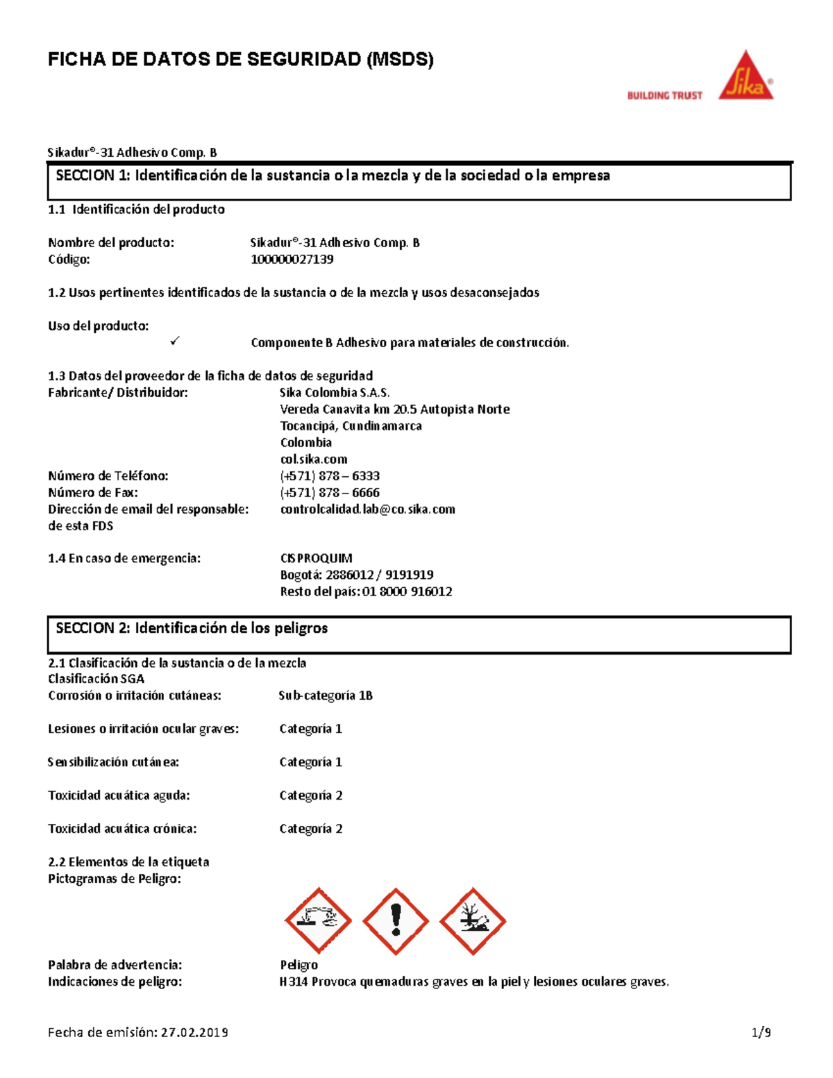 28. co-hs-sikadur-31-adhesivo-comp-B - FICHA DE DATOS DE SEGURIDAD ...