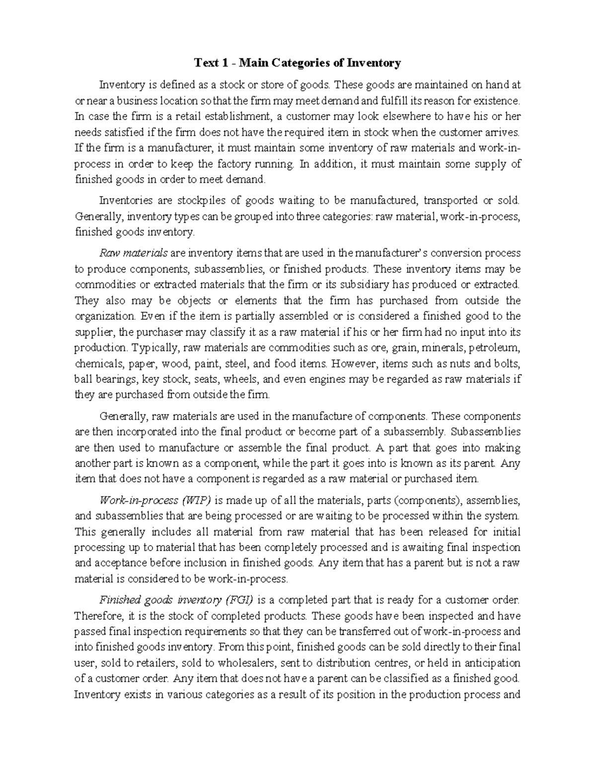 Week 4 (HW) - Inventory management and Procument - Text 1 - Main ...
