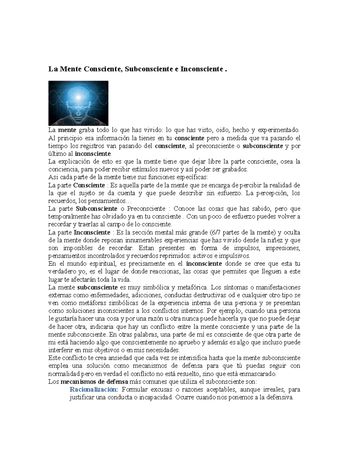 Cociente, subcociente e inconciente - La Mente Consciente ...