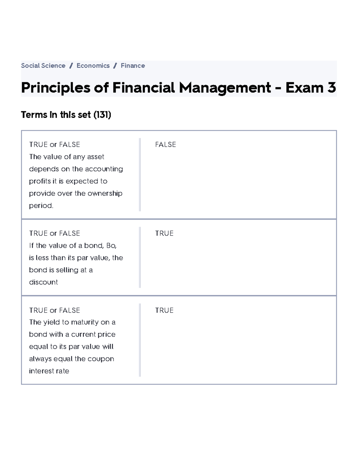 Principles of Financial Management - Exam 3 Flashcards Quizlet ...