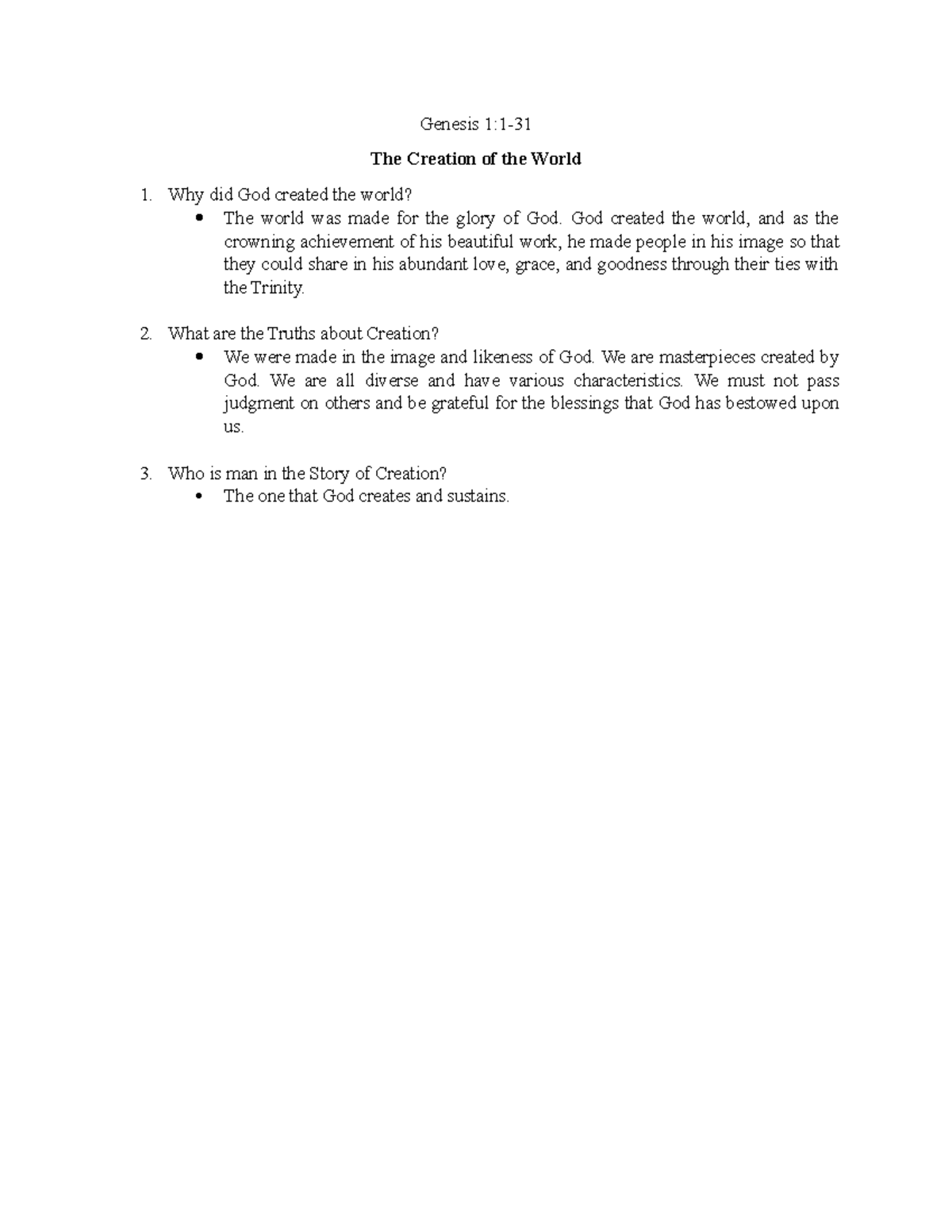 The Creation of the World - Genesis 1:1- The Creation of the World Why ...