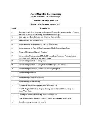 Lab 03 Java 2k21 - UET TAXILA Lab Manual - 3 OOP CLO No. Learning ...
