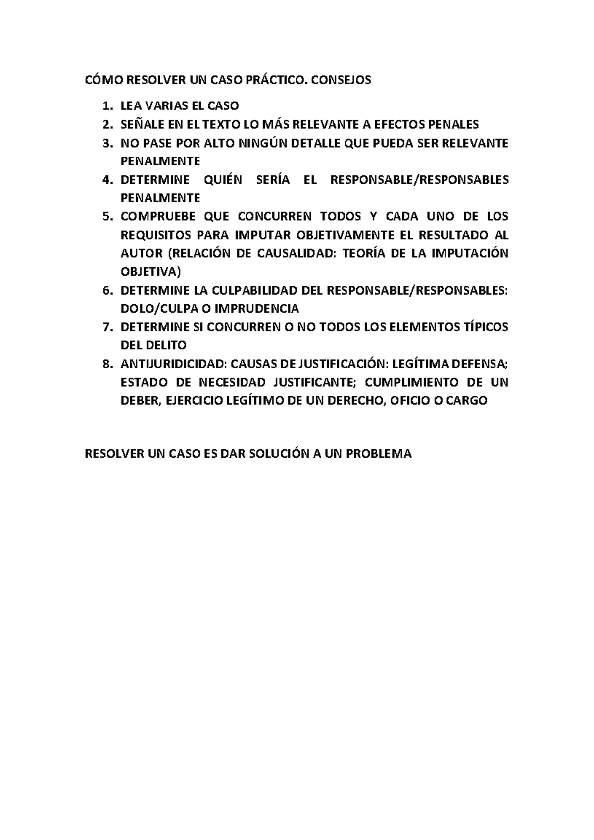 CÓMO Resolver UN CASO Práctico - CÓMO RESOLVER UN CASO PRÁCTICO. CONSEJOS 1. LEA VARIAS EL CASO ...