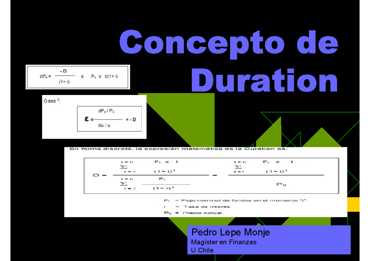 Concepto de duration 2023 - Pedro Lepe Monje Magíster en Finanzas U Las ...