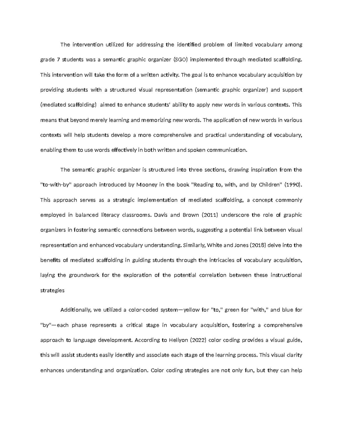 Intervention - Summary Reading and Writing - The intervention utilized ...