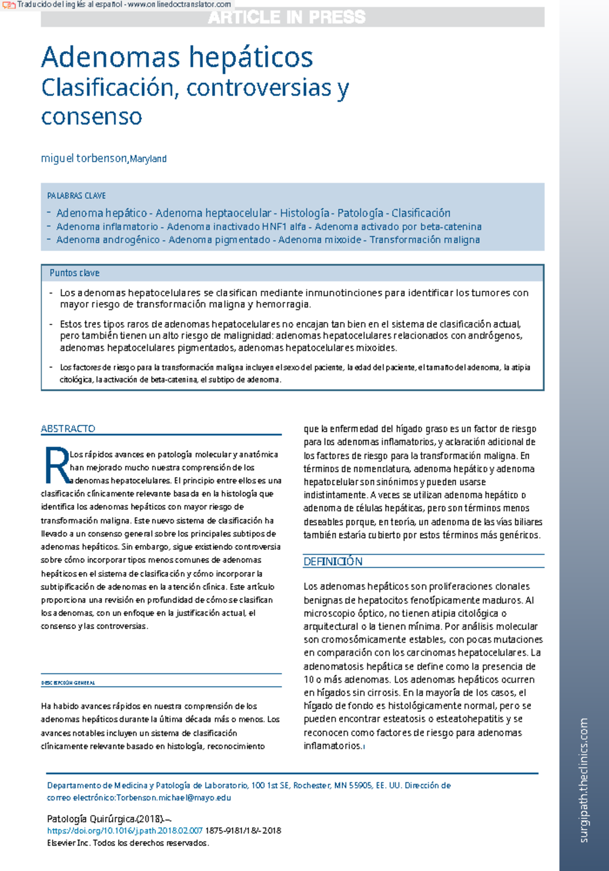 Torbenson 2018 - ........................... - Adenomas hepáticos ...