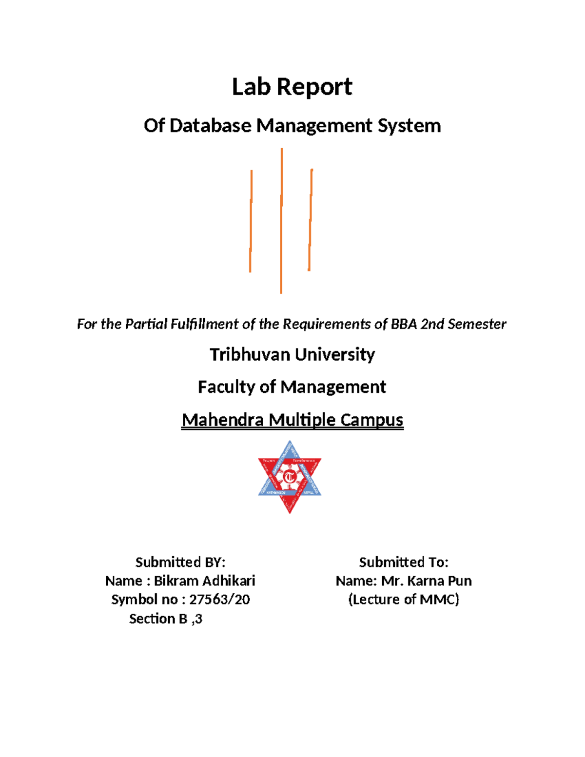 Lab Report of Bacheelor of business Administration - Lab Report Of Database Management System ...