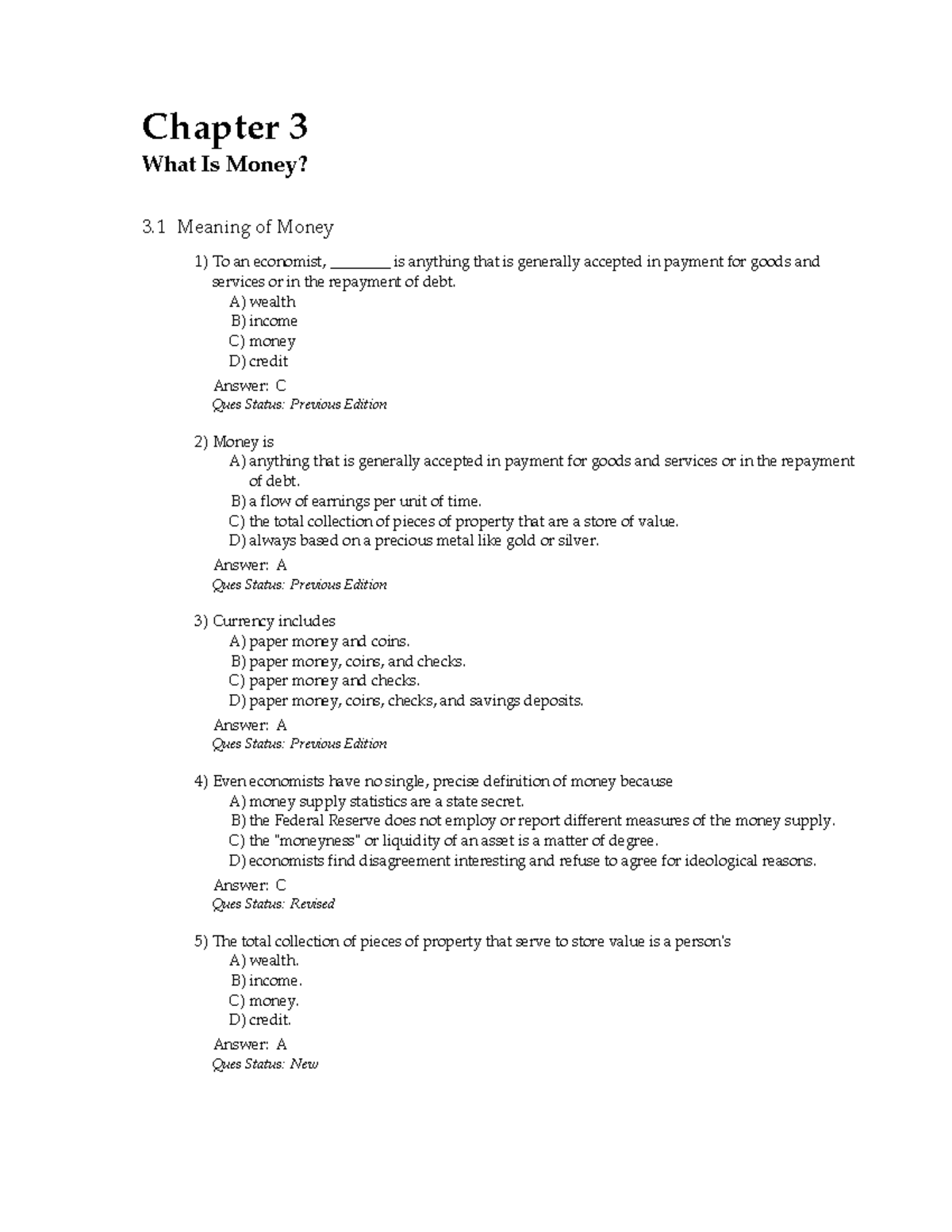 MCQs Chapter 3 What Is Money Chapter What Is Money 3 Meaning Of
