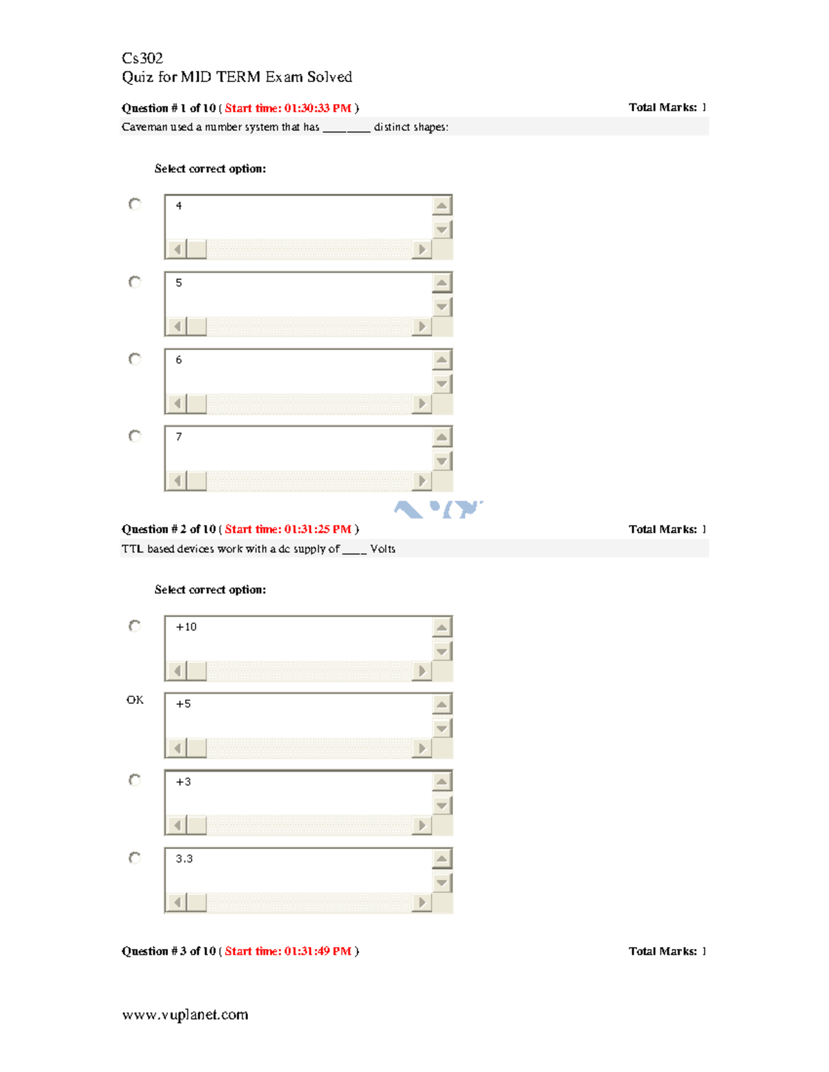 Cs302 quiz solved for MID TERM - Quiz for MID TERM Exam Solved Question ...
