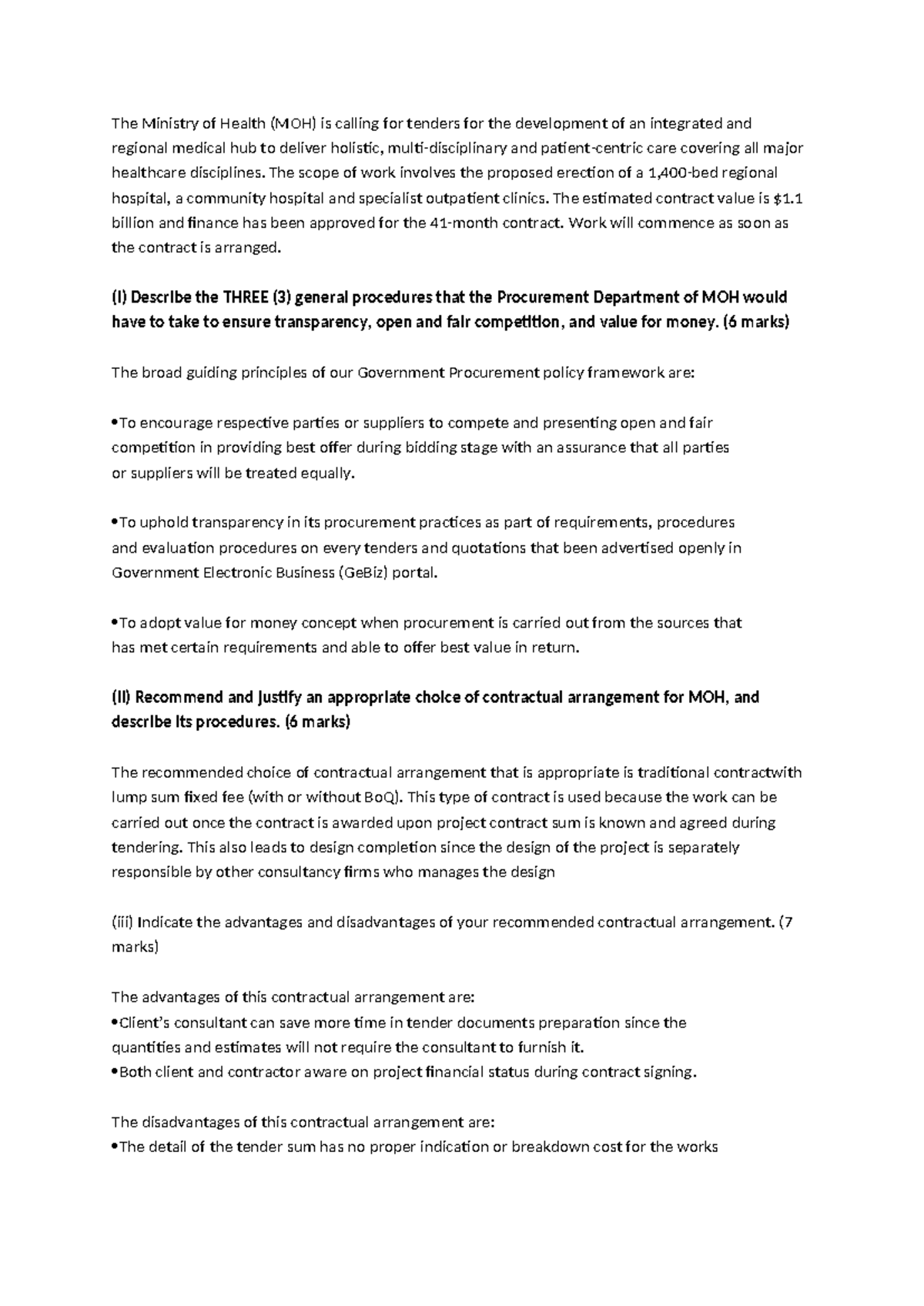 BPM 213 Exam guide - The Ministry of Health (MOH) is calling for ...