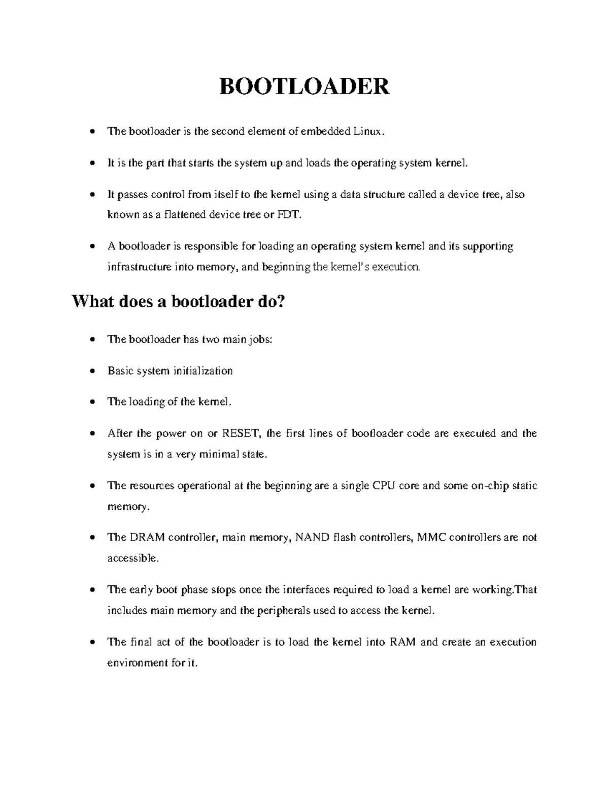 Bootloader - BOOTLOADER The bootloader is the second element of ...