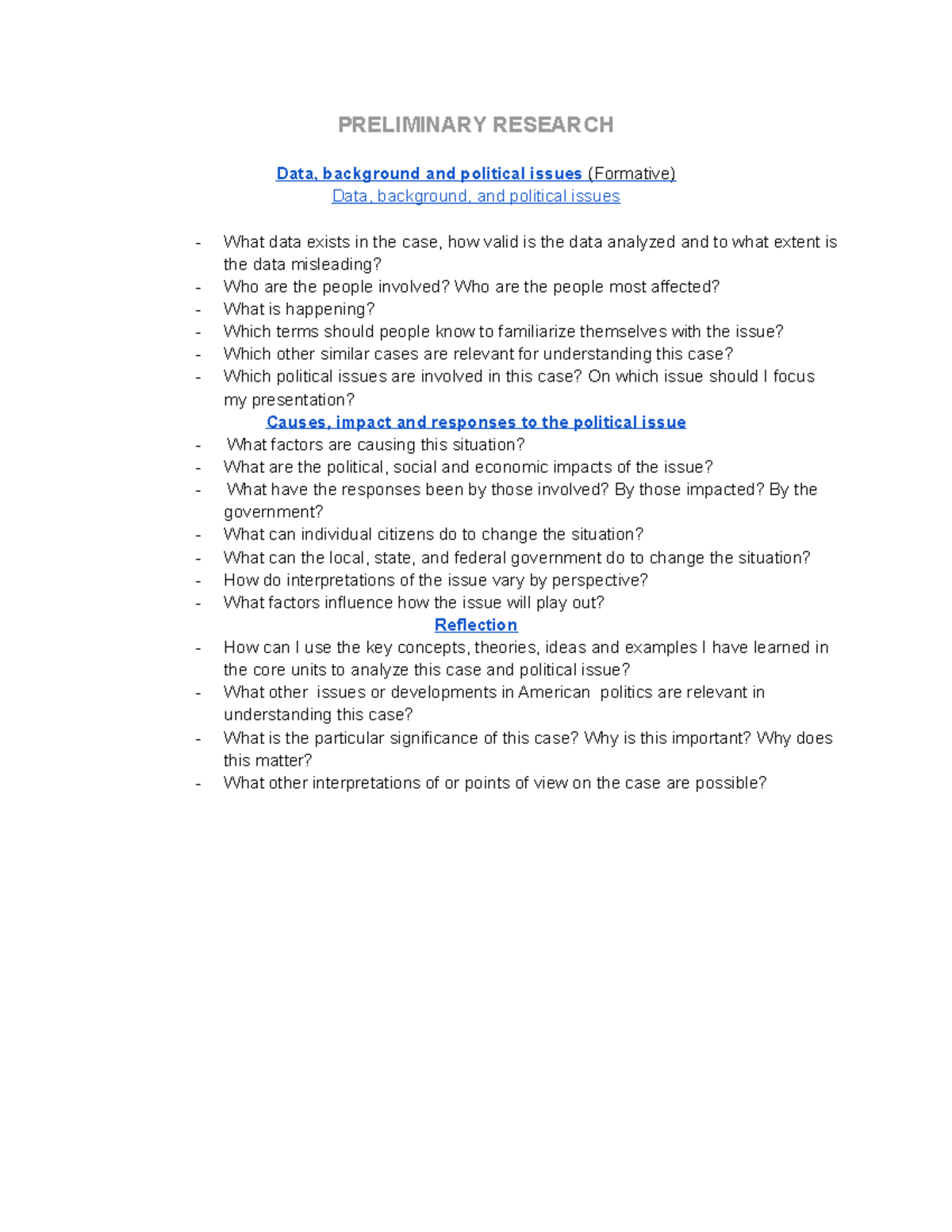 Preliminary Research edited - PRELIMINARY RESEARCH Data, background and ...