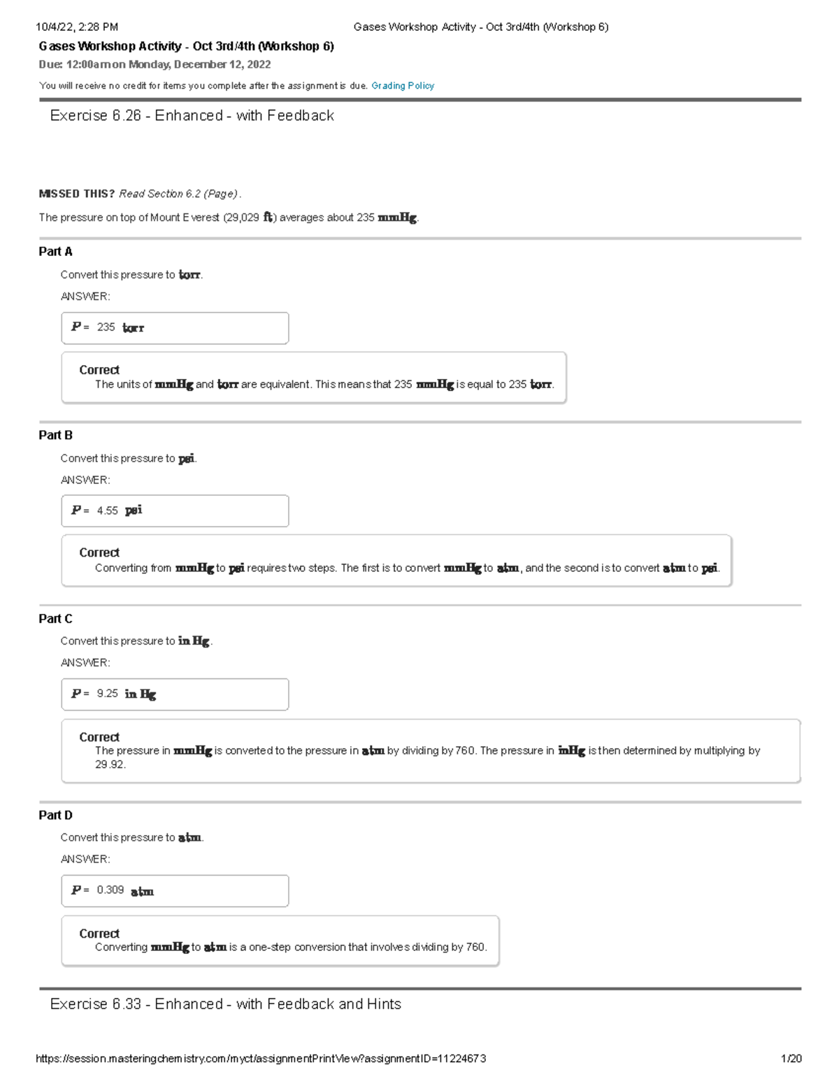 Gases Activity. - Gases Workshop Activity - Oct 3rd/4th (Workshop 6 ...