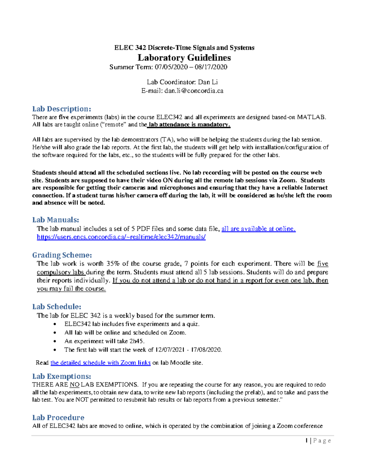 ELEC342 Lab Guidelines Summer 2021 Revised - ELEC 342 Discrete-Time Signals and Systems ...