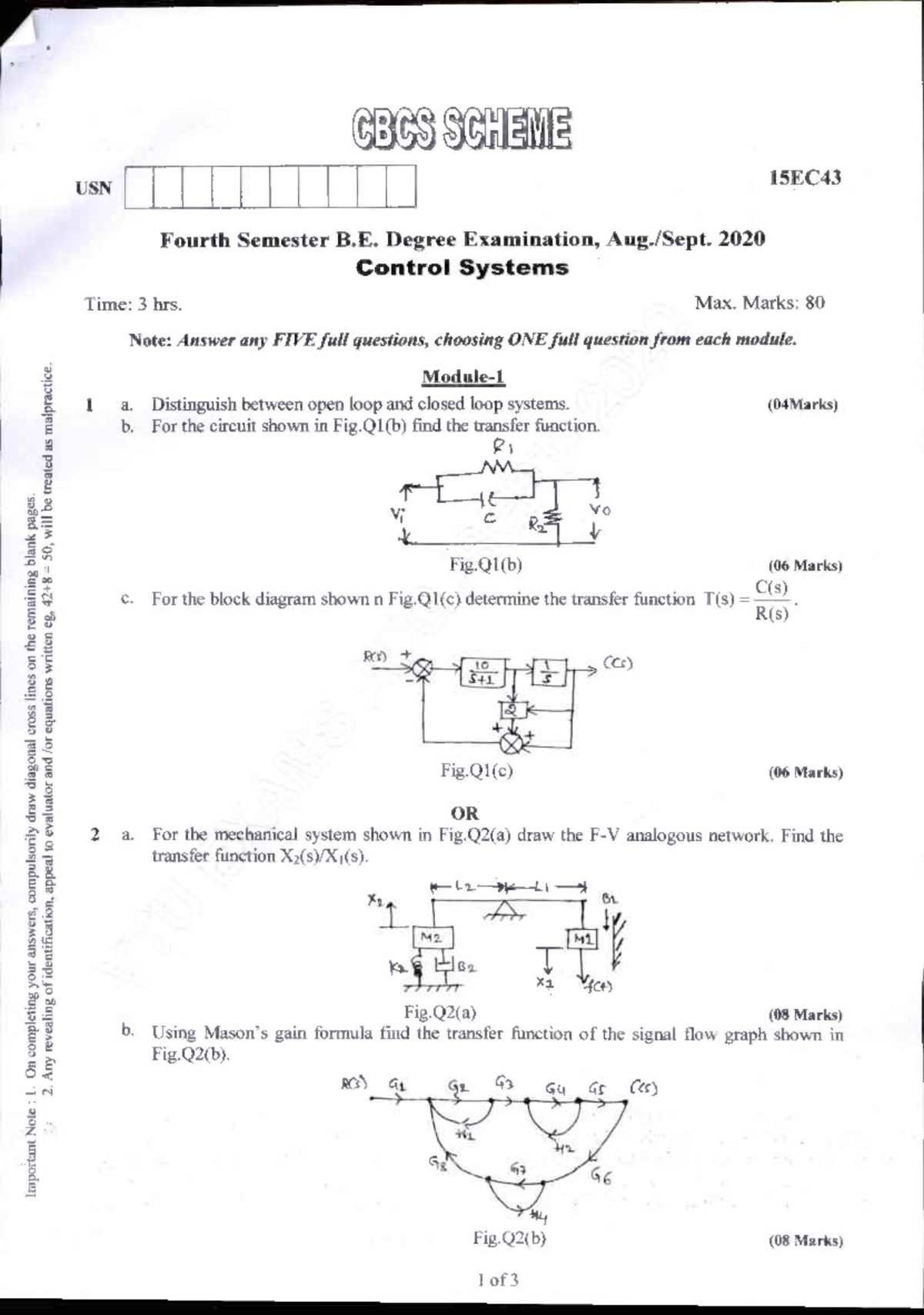 SCH 15EC43 - MQP - CBCS SCHEME 15EC43 USN Fourth Semester B. Degree Examination, 2020 Control ...