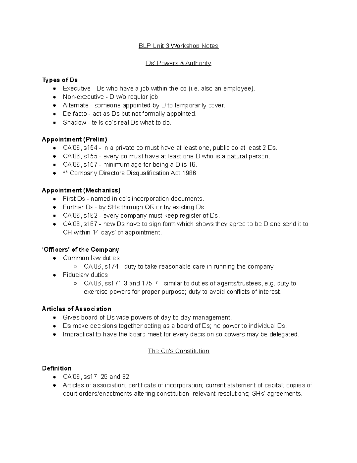 BLP Unit 3 Workshop Notes - BLP Unit 3 Workshop Notes Ds’ Powers ...
