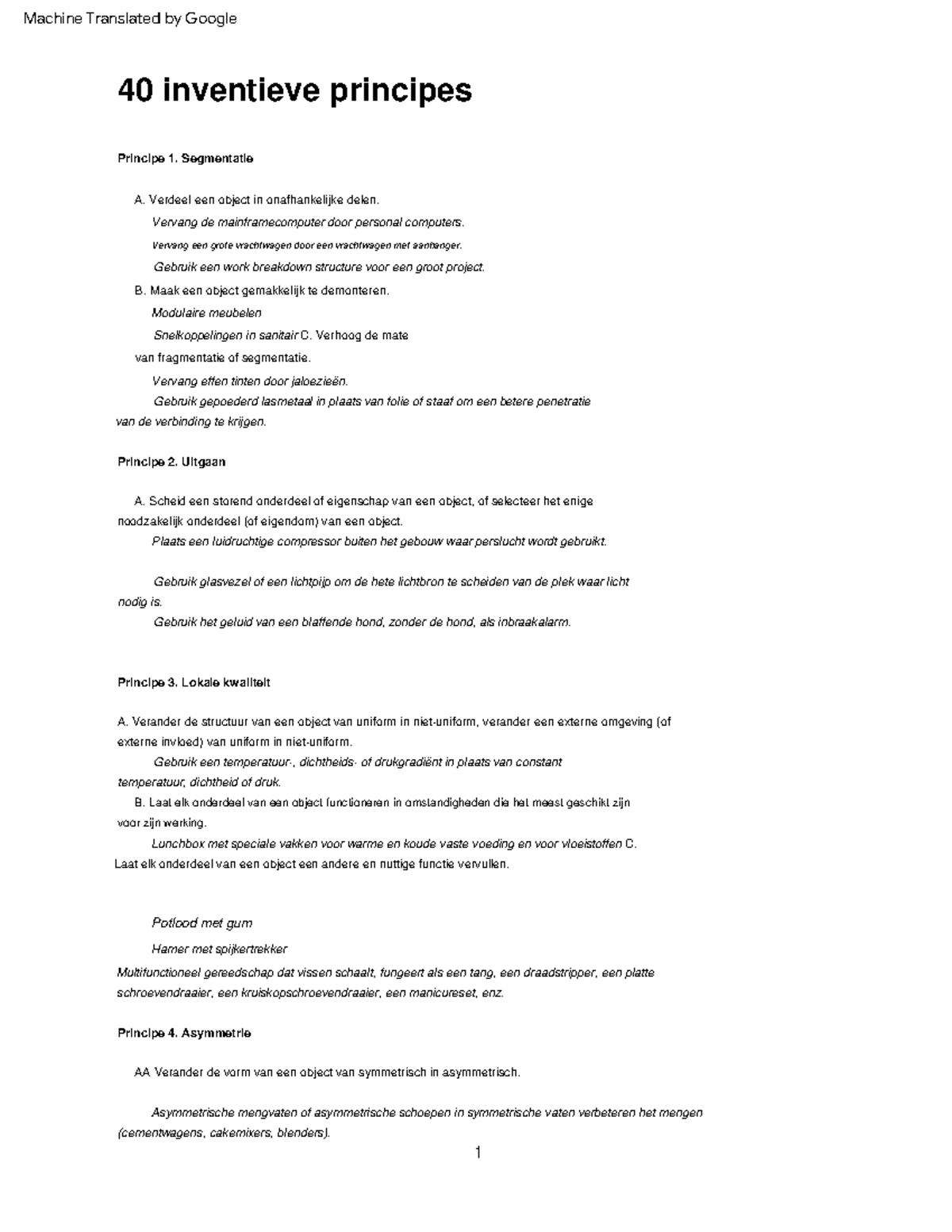 Appendix 4 - 40 Inventive Principles - B. Maak een object gemakkelijk ...