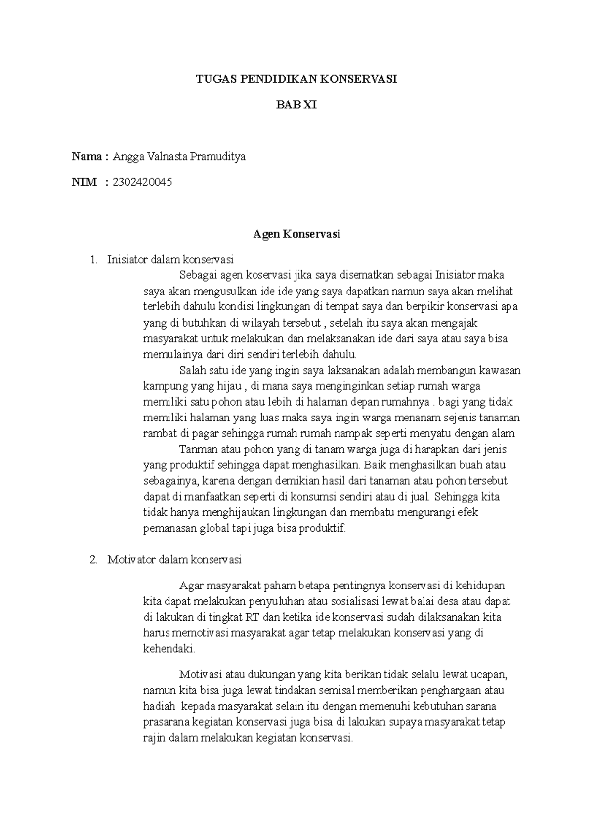 Tugas Pendidikan Konservasi BAB XI - TUGAS PENDIDIKAN KONSERVASI BAB XI ...