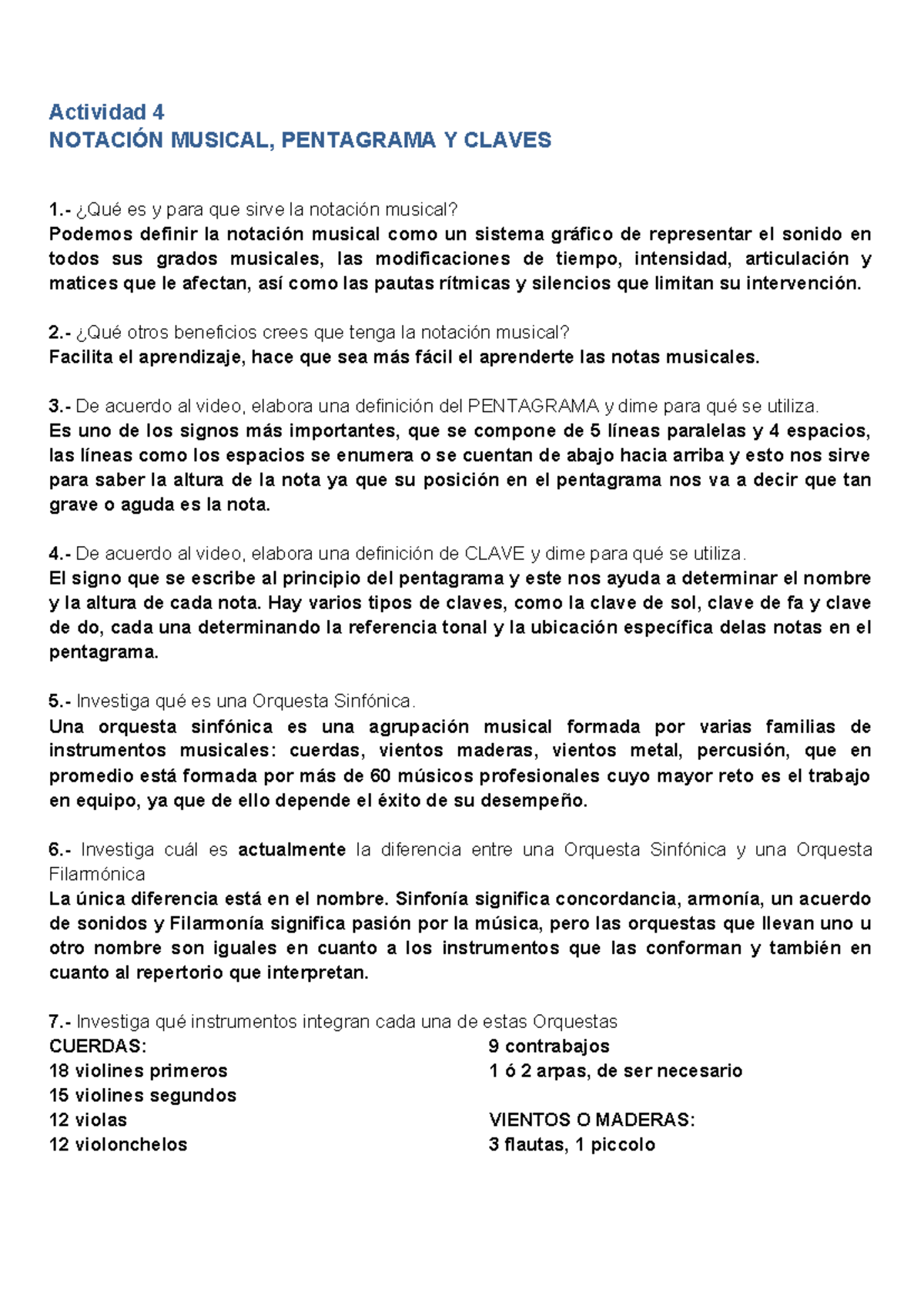 Act 4 Unidad IV - Actividad 4 NOTACIÓN MUSICAL, PENTAGRAMA Y CLAVES 1 ...