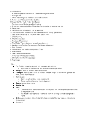 M60W Buddhism Notes - What is the Buddha? Week 1, Lec 2 Early Buddhism ...