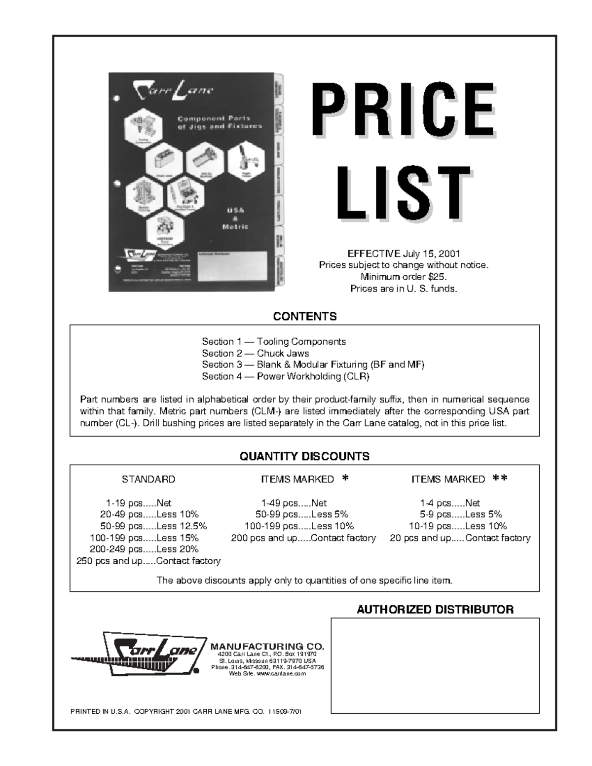 Price-list - carr lane price list - PRICEPRICE LISTLIST EFFECTIVE July ...