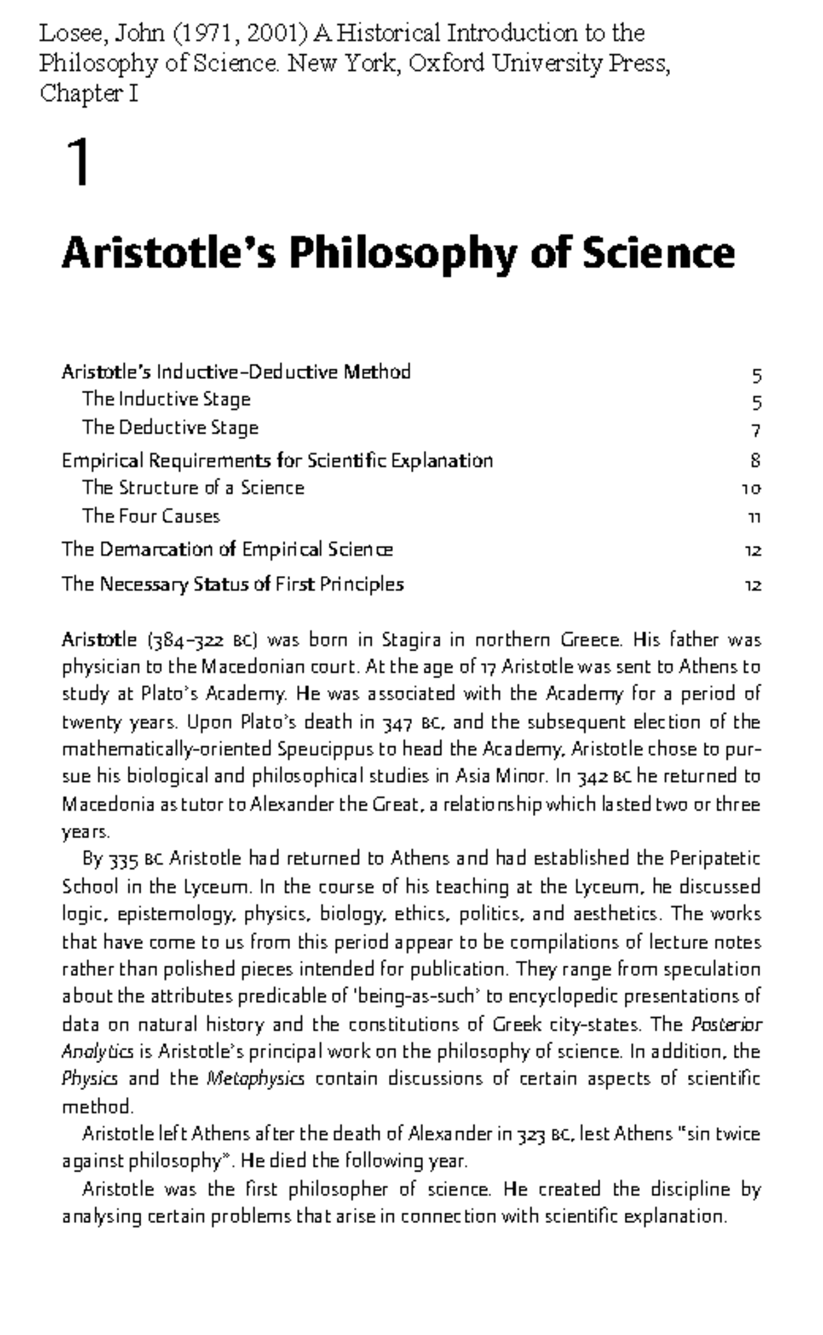 the philosophy of rea - 1 Aristotle’s Philosophy of Science Aristotle’s Inductive–Deductive ...