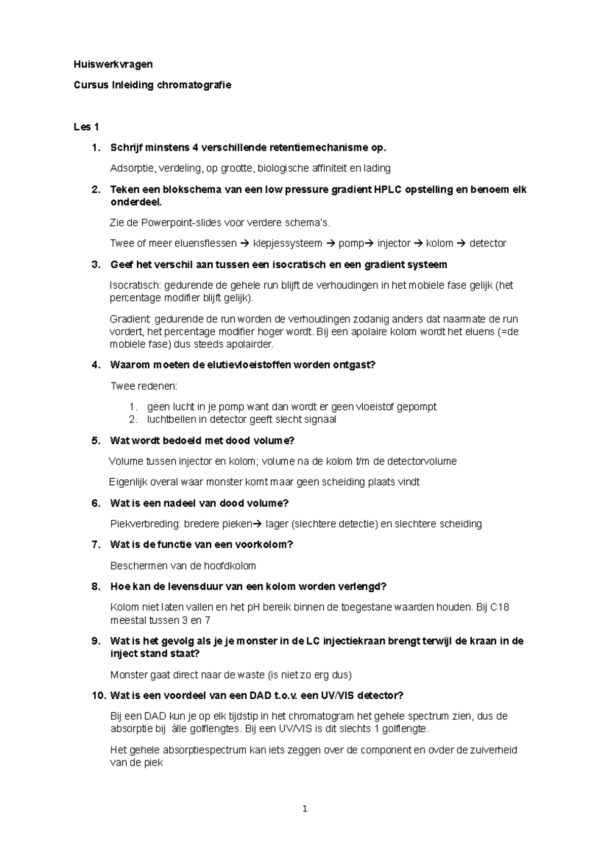 Antwoorden huiswerk - Inleiding chromatografie - Huiswerkvragen Cursus ...