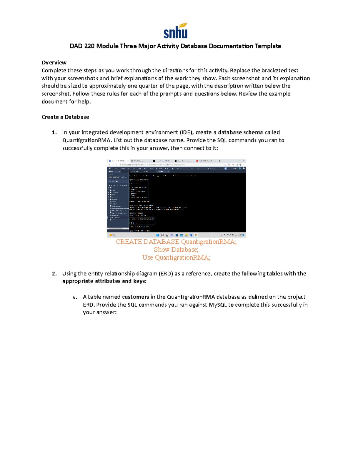 Dad 220 Module Three Major Activity Replace The Bracketed Text With