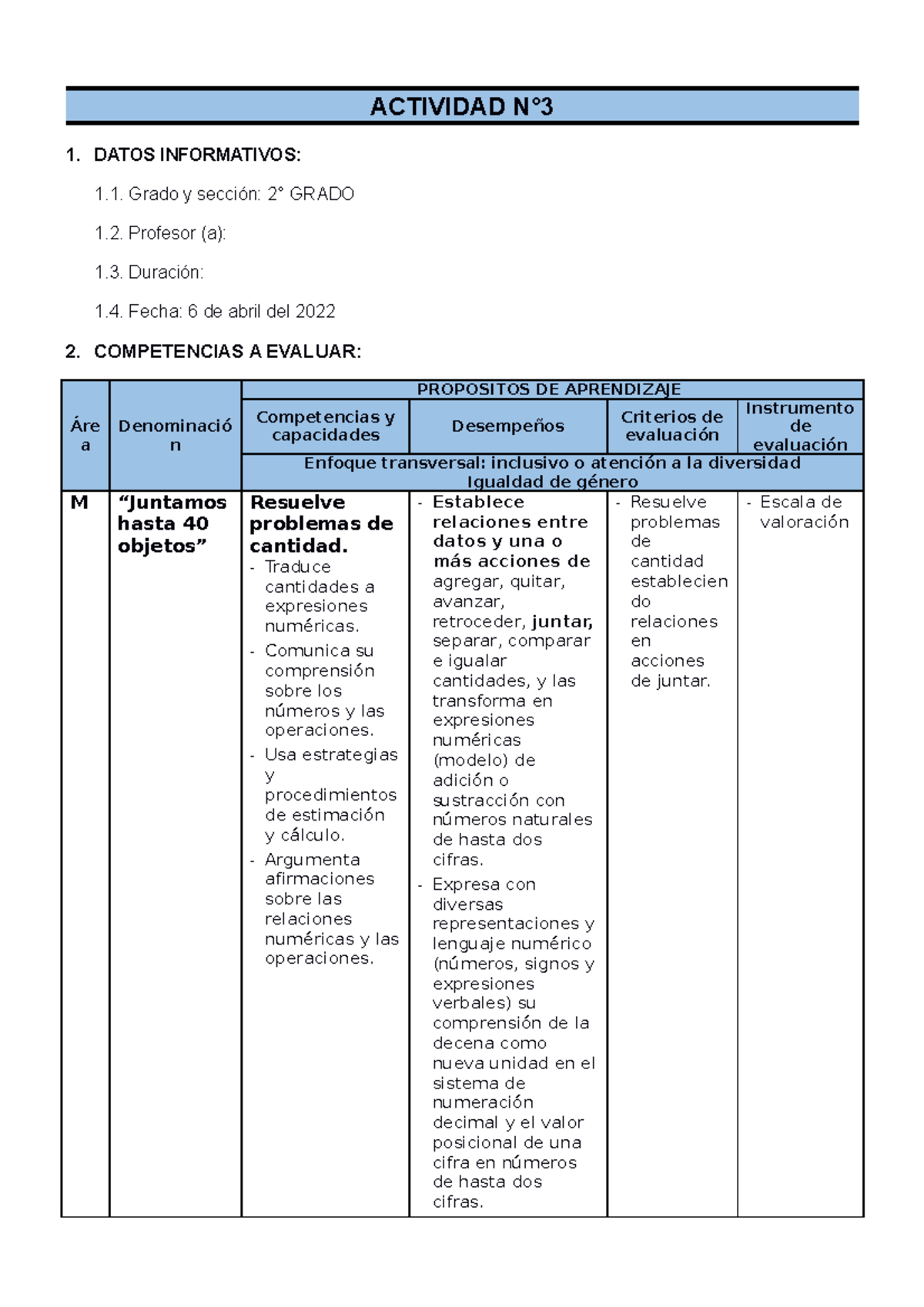 2 Grado Actividad Del Dia 06 De Abril Actividad N 1